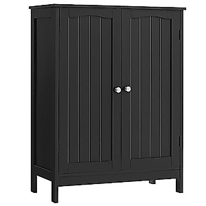 Iwell Bathroom Cabinet - Bathroom Storage with 2 Doors & 2 Shelves, 3 Heights Available, Floor Cabinet for Living Room, Bedroom, Kitchen, Home Office, Black.