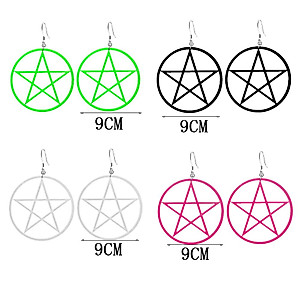 Large Black Pentagram Hoop Earrings for Women,Acrylic Hollow Stars Circular Earrings Bar Party Gifts