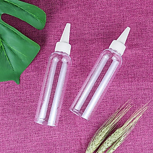 Trendbox 4oz Clear Plastic Bottles Applicator with Twist Top Cap BPA-Free for Hair Oils and Liquids 24 Pack with 24pcs Labels