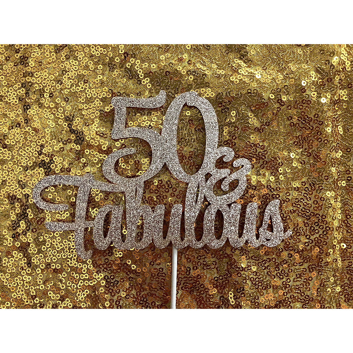 50 and Fabulous Cake Topper Rose Gold Glitter 50 Birthday Cake Topper, Fifty and Fabulous Cake Topper 50th Birthday Cake Topper for Women