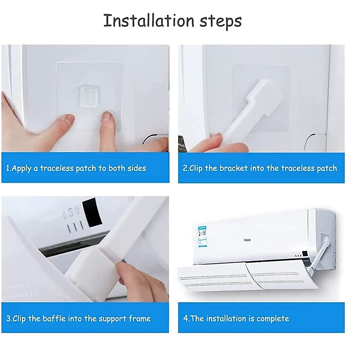 forubar Retractable Air Conditioner Air Deflector, Universal Adjustable Air Conditioning Deflector Air Diverter Cover Telescopic Anti-Wind Baffles Anti Direct Blowing Windshield Wind Guide (White)