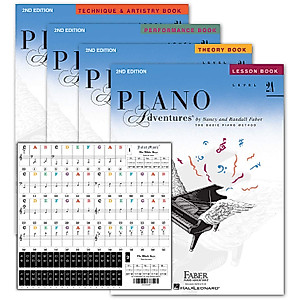 Piano Adventures Level 2A Learning Library Set By Nancy Faber - Lesson, Theory, Performance, Technique & Artistry Books & Juliet Music Piano Keys 88/61/54/49 Full Set Removable Sticker