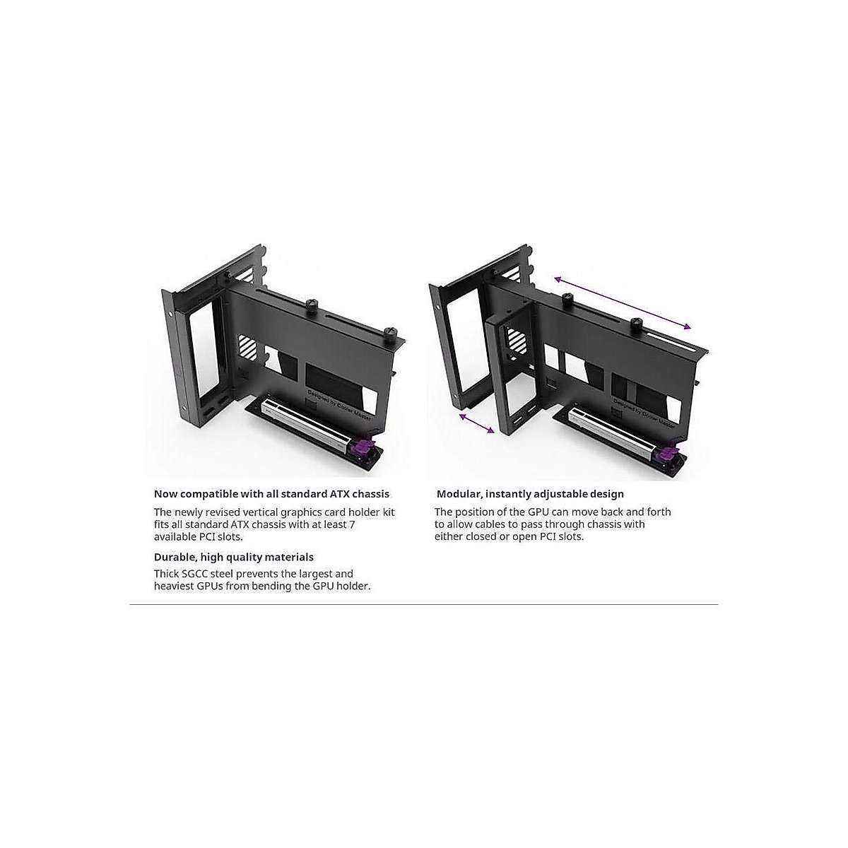 Toptekits Cooler Master Universal Vertical Graphics Card Holder KIT VER.2 with 165mm/6.5in Riser Cable, for Full Tower/Standard ATX Chassis with at Least 7 Available PCI Slots