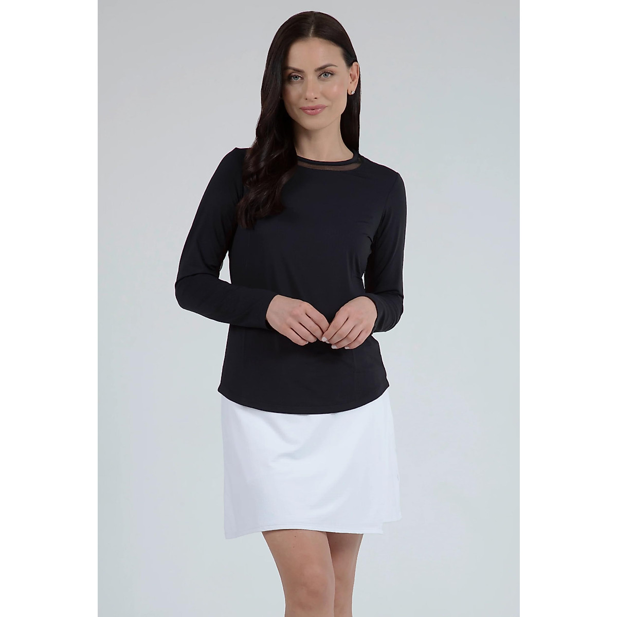 IBKUL Athleisure Wear Sun Protective UPF 50 Icefil Cooling Tech Long Sleeve Crew Neck Top with Under Arm Mesh – 83000 Candy Pink Solid L