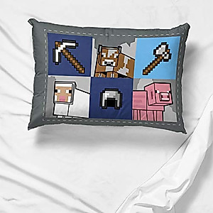 Jay Franco Minecraft Overworld 1 Single Pillowcase - Double-Sided Kids Super Soft - Bedding Features Creeper, Zombie, & Skeleton