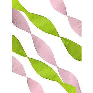 K-Kraft USA-Made Hanging Decorative Crepe Paper Streamers for Birthday, Party, Holiday, School, Wedding, Shower, or Graduation (Pink and Green)