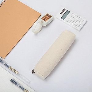YONBEN Canvas pencil case cartucheras esc olar korean style college student texture pencil case ins simple case (Beige, S)