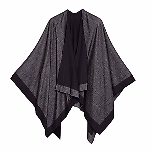 MELIFLUOS DESIGNED IN SPAIN Women's Shawl Wrap Poncho Ruana Cape Cardigan Sweater Open Front for Fall Winter (PC02-11)