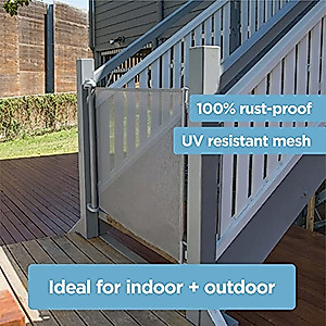 Perma Child Safety Indoor/Outdoor Retractable Baby Gate 41" Tall, Extends to 71" Wide, Gray