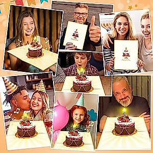 FITMITE Birthday Cards, Large LIGHT & MUSIC 3D Pop Up Birthday Cards with LED Light Blowable Candle, Chocolate Cake Musical Birthday Cards Gifts for Women & Men, Mom & Dad, Wife,Sister,Kids,Friends