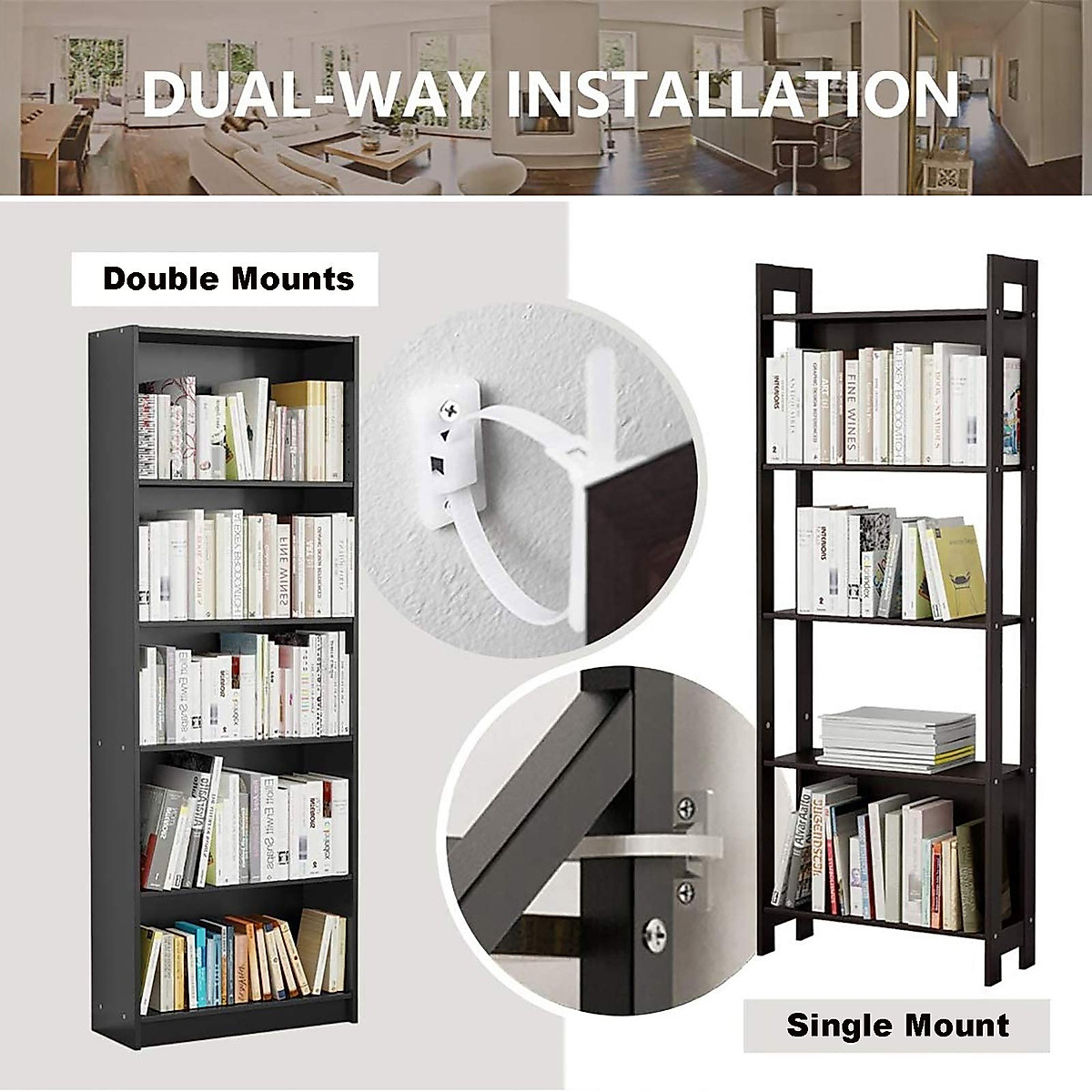 Furniture Anchors Wall Anchors (Pack of 10) with Thickened Bracket, Baby Proofing Anti Tip Furniture Straps Kit, for Dresser Bookcase Shelves and Earthquake Resistant