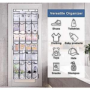 MISSLO 2 Pack 28 Large Pockets Hanging Shoe Rack Door Shoe Organizer Hanging Shoe Storage Hanger for Closet Mesh Holder, Black, White