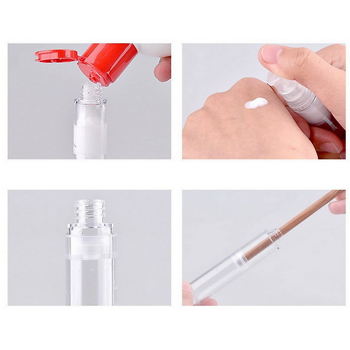 ericotry 12Pcs Empty Clear Portable Refillable Plastic Airless Vacuum Pump Bottles Travel Make-up Container Cream Lotion Sample Packing Toiletries Liquid Storage Container Vial Jars(5ml/0.17oz)