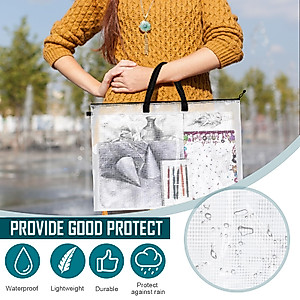 Windyun 6 Pcs Art Portfolio Bag Bulk 24 x 36 Inch Large Posters Storage Bag Black Portfolios Bags with Zipper and Handle Art Organizer for Pictures Portfolio Folder for Artwork