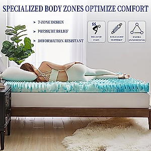 DQZ 2 Inch Queen Mattress Topper 7-Zone Memory Foam Mattress Topper - Cooling Gel Foam Mattress - Upgraded Soft Mattress Pad - Ergonomics Mattress Pad - CertiPUR-US and Oeko-TEX Certification
