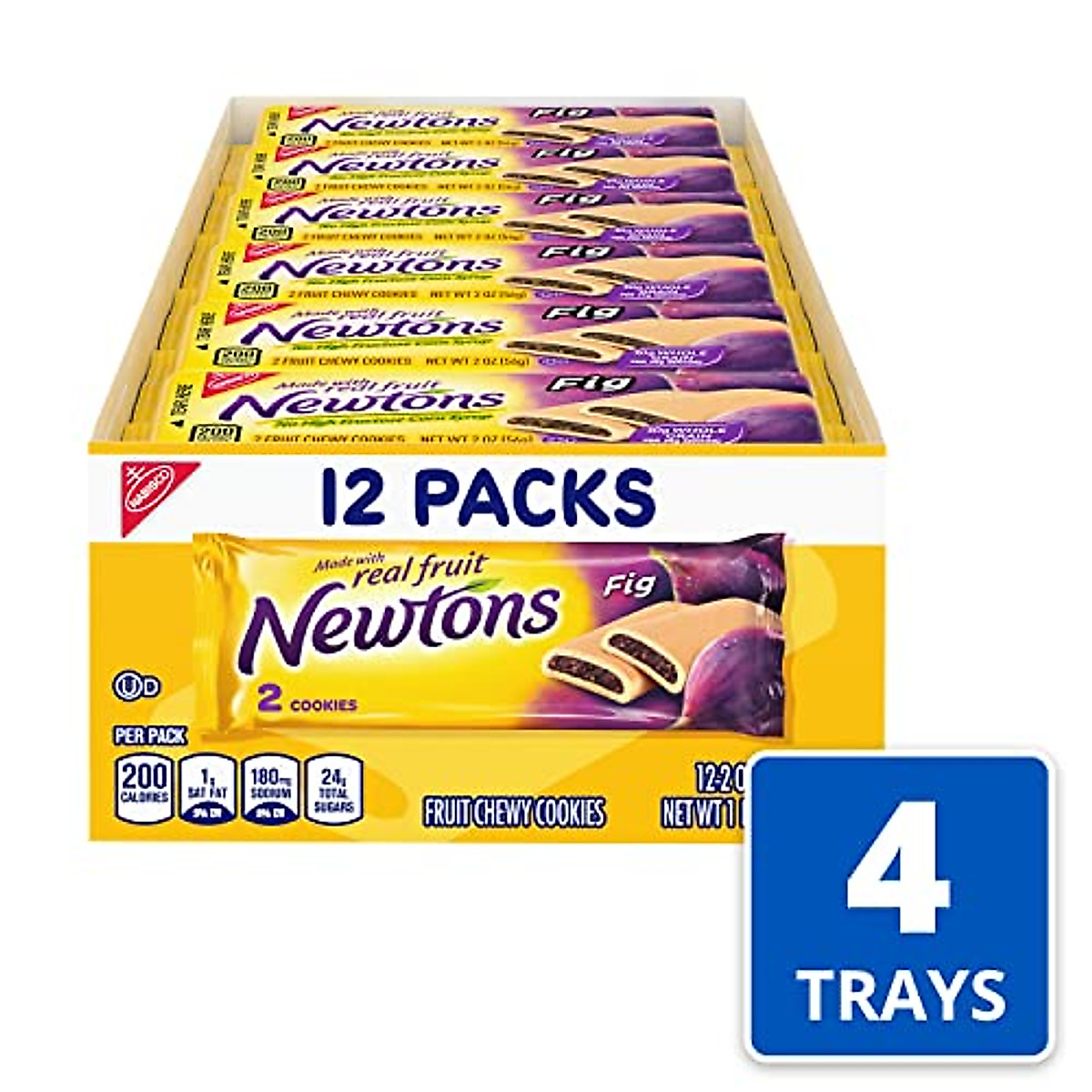Newtons Soft & Fruit Chewy Fig Cookies, 48 Snack Packs (2 Cookies Per Pack, 4 Boxes)