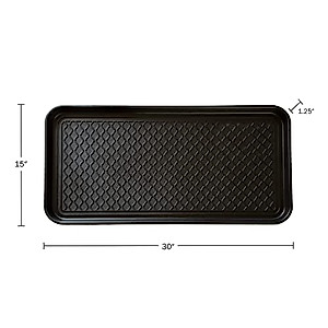 Stalwart All Weather Boot Tray - Large Water Resistant Plastic Utility Shoe Mat for Indoor and Outdoor Use in All Seasons (Set of Two, Black)