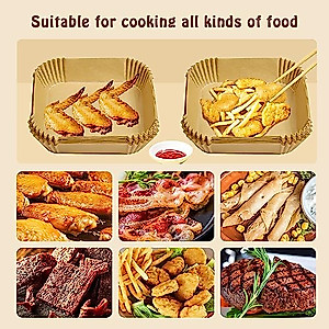Square Mini Air Fryer Liners for 2qt Air Fryer, 100 Pcs Non-Stick Air Fryer Parchment Paper Pads Air Fryer Liners