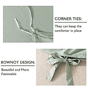 annadaif Sage Green Duvet Cover California King, 3 Pieces Bowknot Ultra Soft Washed Microfiber Bowknot Duvet Cover Set, Easy Care Bedding Set for Men, Women, Boys and Girls