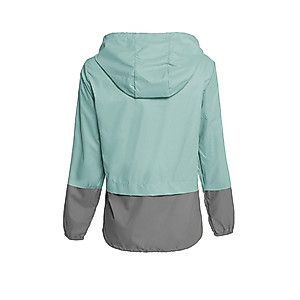 Avoogue Lightweight Raincoat Women's Waterproof Windbreaker Packable Outdoor Hooded Rain Jacket Light Blue XXL