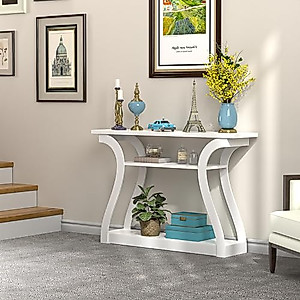 ZENY Console Table, Entryway Table with 3 Tier Storage Shelves, Narrow Long Sofa Table for Entryway, Living Room, Hallway, Couch, Foyer, White