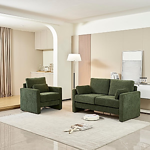 Tosaronia 58.66" x 30.70"Loveseat Sofa Couch Small Modern Comfy Couch with Chenille Fabric, Upholstered 2-Seater Sofa for Office, Small Spaces, Bedroom, Living Room, Apartment(Green)