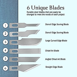 WA Portman 7 Piece Precision Hobby Knife Set - 6 Carbon Steel Art Knife Blades - Precision Knife Set - 7 Piece Craft Knife Kit - Hobby Knives - Exacto Knife Set Compatible - Art Knife Set
