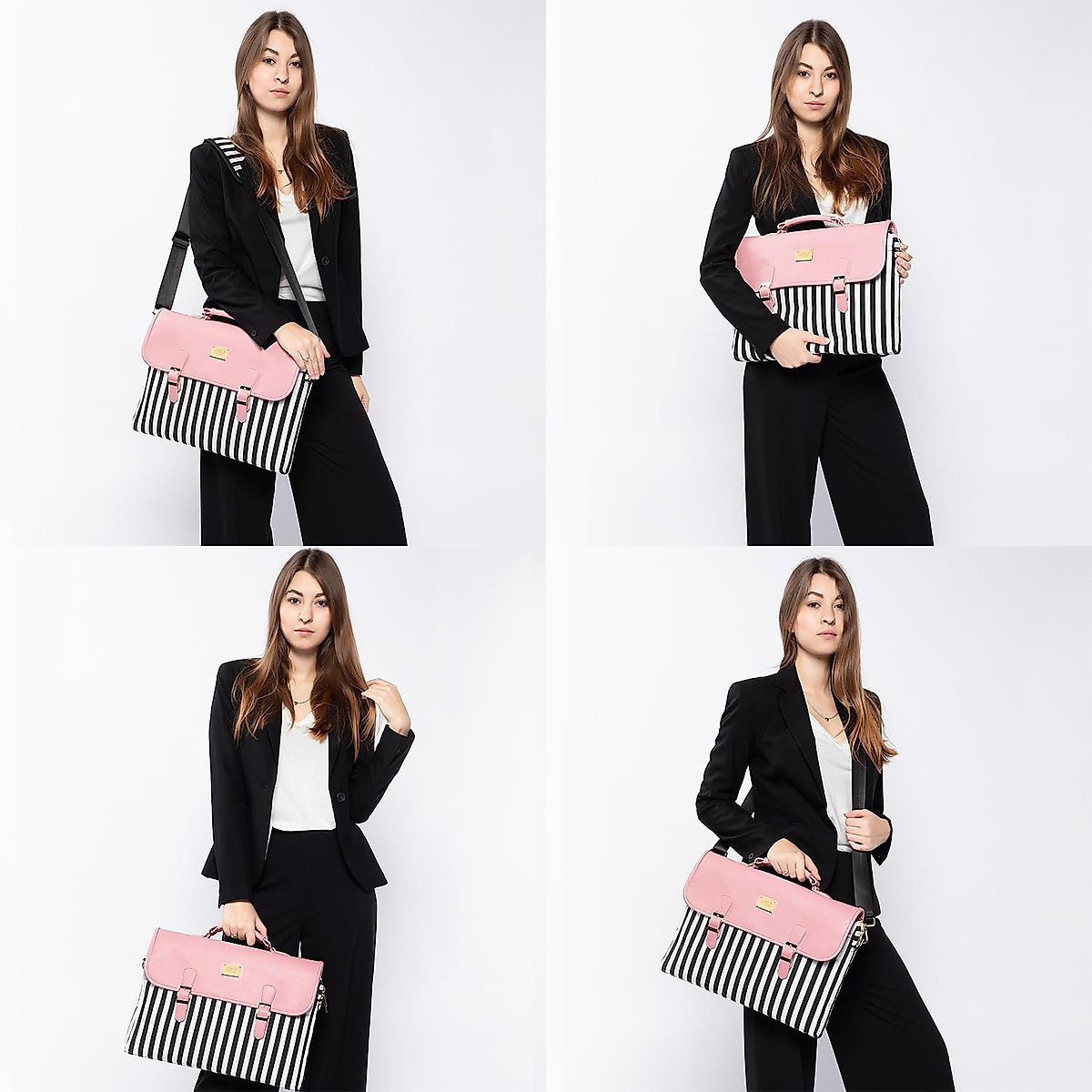 LOVEVOOK Computer Bag for Women Laptop Messenger Bag for Work College, Slim-Pink, 15.6-Inch