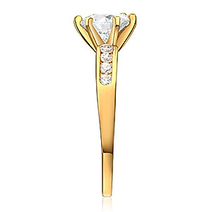 14k Yellow Gold Solid Wedding Engagement Ring and Wedding Band 2 Piece Set - Size 8