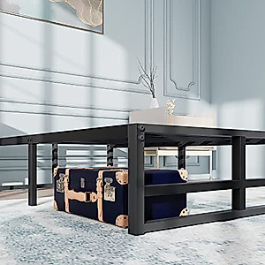 Vellieve Twin Bed Frame 14” Metal Platform Bed with Storage, Heavy Duty Steel Slats Support, 1000 lbs Weight Capacity, No Box Spring Needed, Noise Free, Non-Slip, Easy Assembly, Black