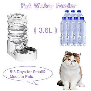 RIZZARI Automatic Pet Waterer, 3.6L Gravity Stainless Steel Water Dispenser, 100% BPA-Free, Large Capacity Water Feeder for Cats and Small and Medium-Sized Dogs(White, Minimum)