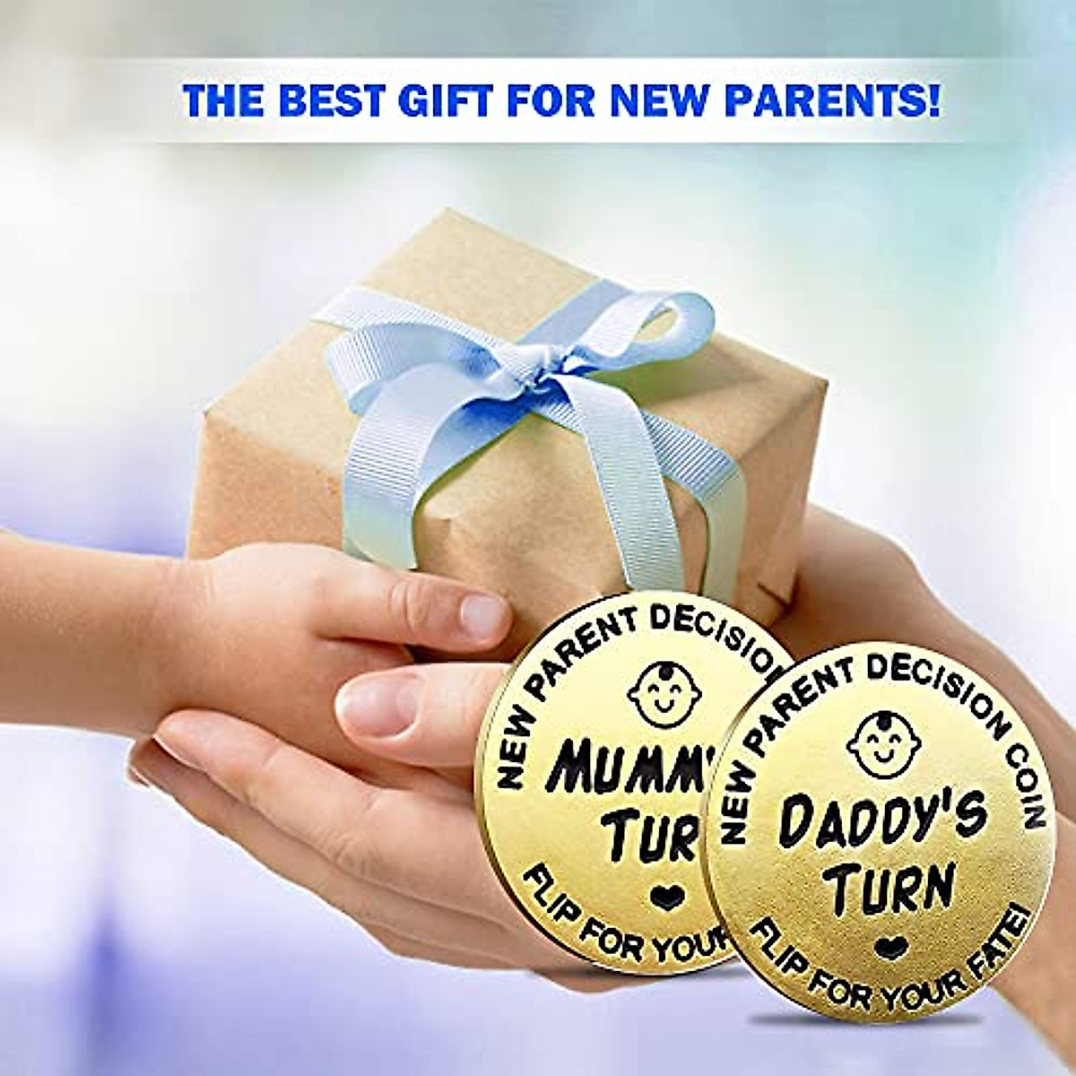 Neatbuddy Funny New Mom Gifts for Women,Pregnancy Gifts for First Time Moms,New Dad Gifts,New Baby Gift for New Parents to Be Birthday Gift (Gold)