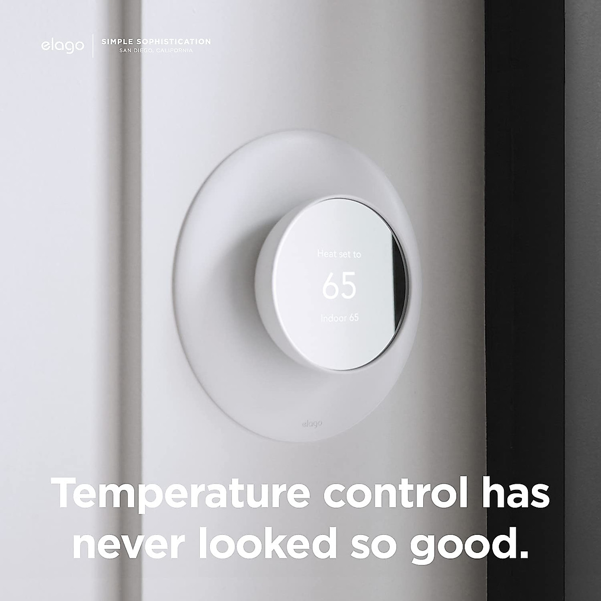 elago Wall Plate Cover Plus 2 Compatible with Google Nest Thermostat 2020 [Snow] - Durable Polycarbonate Material, Easy Installation, Complementary Design