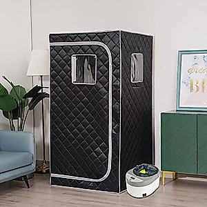 Smartmak Full Body Home Steam Sauna Set, 4L Large Steam Pot One Person Portable Sauna Spa with Time & Temperature Remote Control, Upgraded Chair for Detox Therapy(Grey Border, 33.9" L*33.9" W*65.8" H)