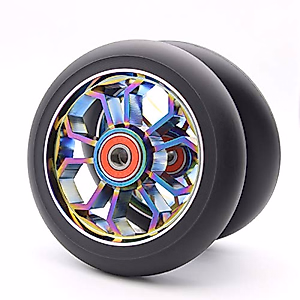 Z-FIRST 2Pcs Replacement 100 mm Pro Stunt Scooter Wheel with ABEC 9 Bearings Fit for MGP/Razor/Lucky Pro Scooters (Rainbow)
