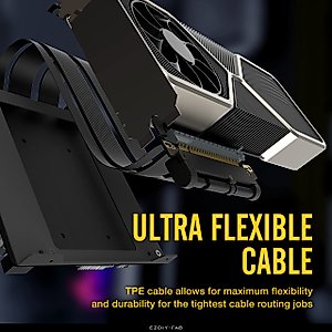 EZDIY-FAB PCIE 4.0 16x Extreme High Speed Flexible Riser Cable PCI Express Port GPU Extension Card-Dual Reverse Connector for ITX [21cm]