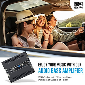 Banda Electra 1-Channel Vehicle Audio Bass Amp - 5000WRMS D Class High-Powered Mono Bass Amplifier w/Subsonic Filter & Low Pass Filter Stable at 1Ohm, LED Indicators, Sound Specialization - BANDA 5K1