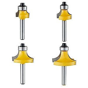 Yueqing Zhongji roundover Router bit 1/4 Shank Router bits 1/4 Shank 1/4-Inch Shank Roundover Edging Router Bit Set，Corner Rounding Edge Forming Bit Set， 1/8", 1/4", 3/8", 1/2" Radius (4 Pack)