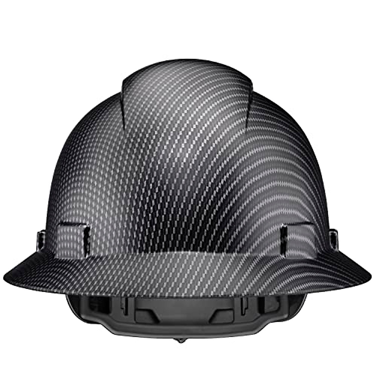 Acerpal Full Brim Non-Vented Classic Black Carbon Fiber Design Matte Finish OSHA Hard Hat with 6-Point Suspension