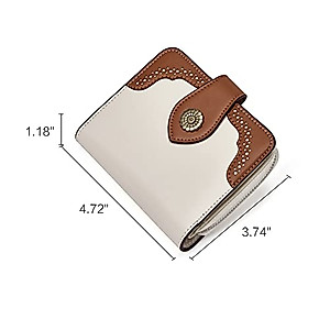 BOSTANTEN Leather Wallets for Women RFID Blocking Zipper Pocket Small Bifold Wallet Card Case White