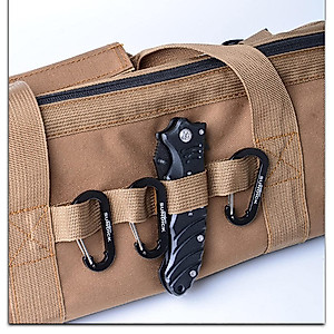 Handy Tent Stakes Storage Bag Hammer Camping Tent Pegs Oxford Fabric Separated Case Outdoor Tote Organizer Pouch for Garden Fishing Picnic, Black