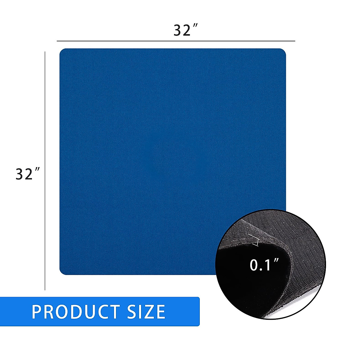 GSE Games & Sports Expert 32" x 32" Inches Rubber Anti-Slip Playmat, Mahjong, Dominoes, Poker Cards and Board Games Tabletop Cover Mat with Carrying Bag (Blue)