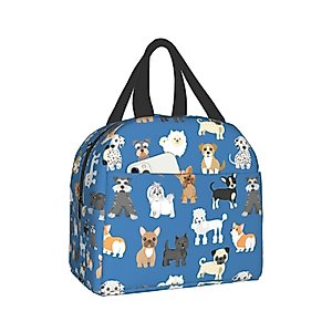 Wyehjut Dog Lunch Box Kids Insulated Puppy Lunch Bag Reusable Animal Lunchbox Tote Bags for Teens Girls Boys Women School Office Travel