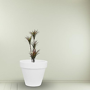 Elly Décor 18-inch Tall Classic Plastic Planter with Drainage Hole, Plant Pot, Lightweight & Durable, Gardening Flower Pot Traditional Plastic Pot 18" x 17", White