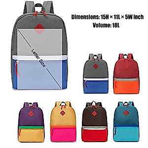 Veious Kids Backpack for Boys & Girls, 15 inch Toddler School Backpacks, Grey Blue