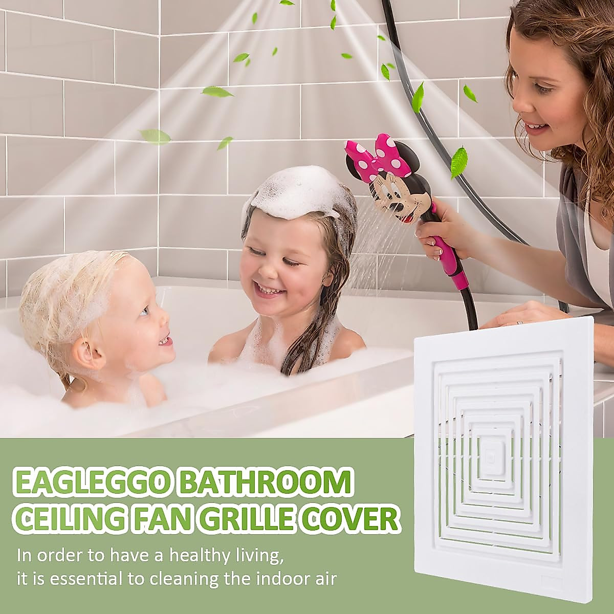 EAGLEGGO S97011723 Bathroom Ceiling Fan Grille with Springs for Square Ceiling or Wall-Mount Exhaust Fan Replacement Vent Cover Fits Models 663 670 671 675 688 689 Ventilation Fan (9-1/4" x 9")