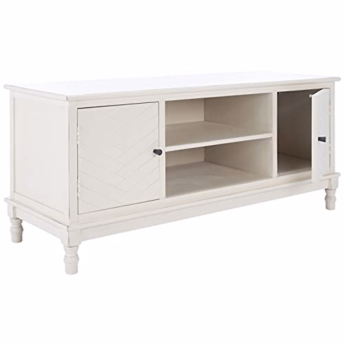 SAFAVIEH Home Collection Magnolia Distressed White 2-Door 2-Shelf Media Stand (up to 55-inch Flat Screen TV)