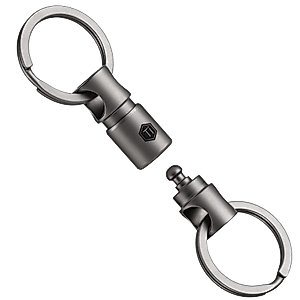 KeyUnity KA24 Detachable Key Ring Connector, Double-end Swivel Keychain Titanium Rotatable Key Organizer Linker for Carabine