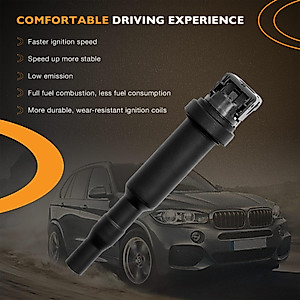 HQPASFY Ignition Coil Pack Set of 6 Compatible with BMW 325i 335i 525i 550i 650i M3 M5 X5 X6 & More Replaces# 0221504470, 12137562744, 221504470, 12137594937, 12138657273