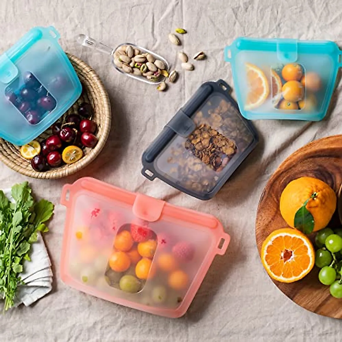 [SILLYMANN] Platinum Silicone Zip Top Reusable, Stand Up Storage Bag | Dishwasher-Safe, Eco-friendly, Easy Cleaning, Portable | Lunch Bag, Sandwich Containers | 34 Oz, Coral (Coral)